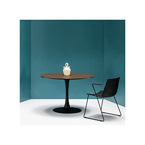 Tousmesmeubles Table de Repas Ronde Noyer/Noir Pied Central - Still ...