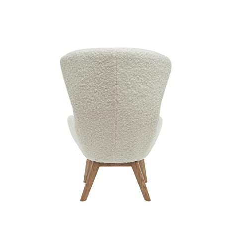 Miliboo Fauteuil scandinave en Tissu Effet Peau de Mouton Blanc et Boi ...